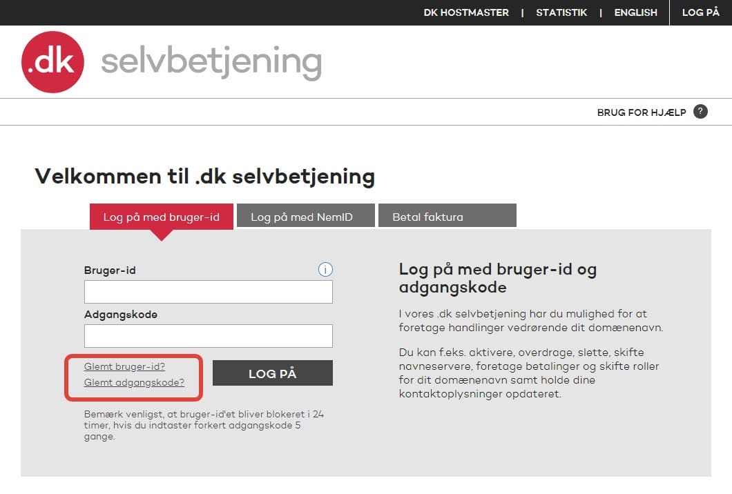 Sådan finder du dine DK-Hostmaster oplysninger